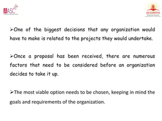 Factors to be considered for project selection | PDF