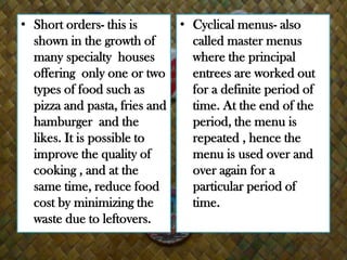 Factors to consider in menu planning | PPTX
