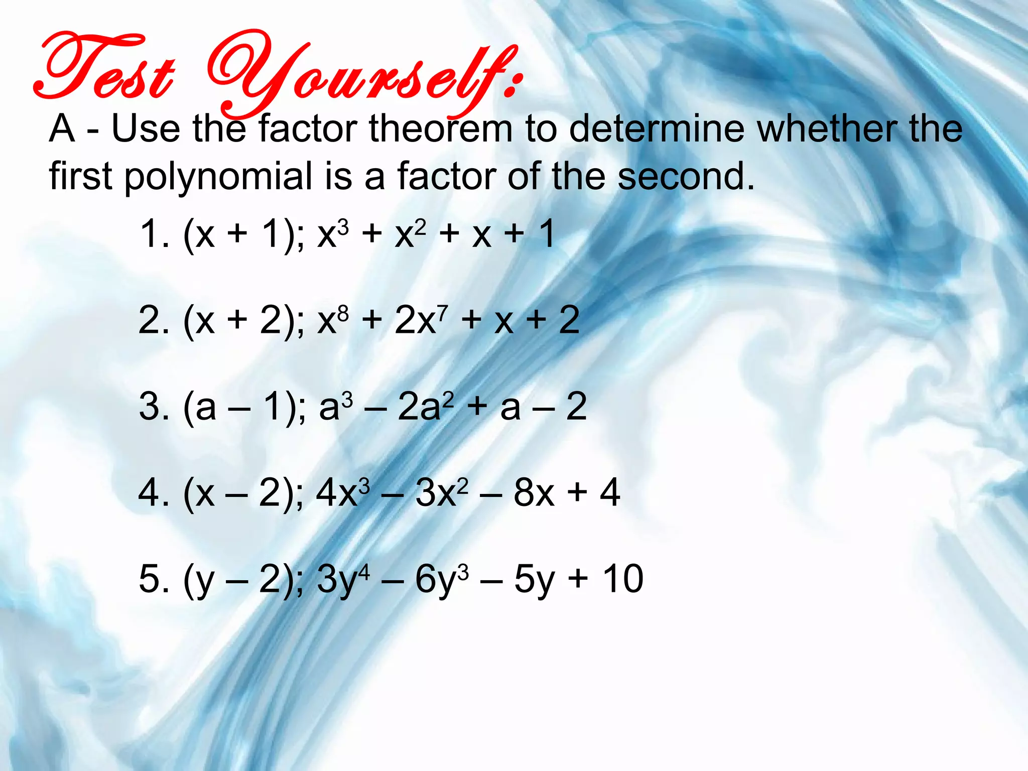 Factor theorem | PPT