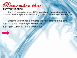 Factor theorem | PPT