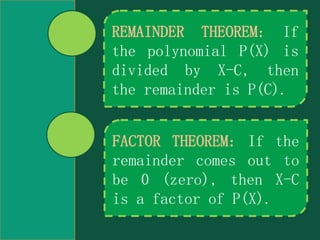 Factor Theorem and Remainder Theorem | PPTX