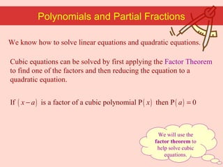 Factor theorem solving cubic equations | PPT | Physics | Science