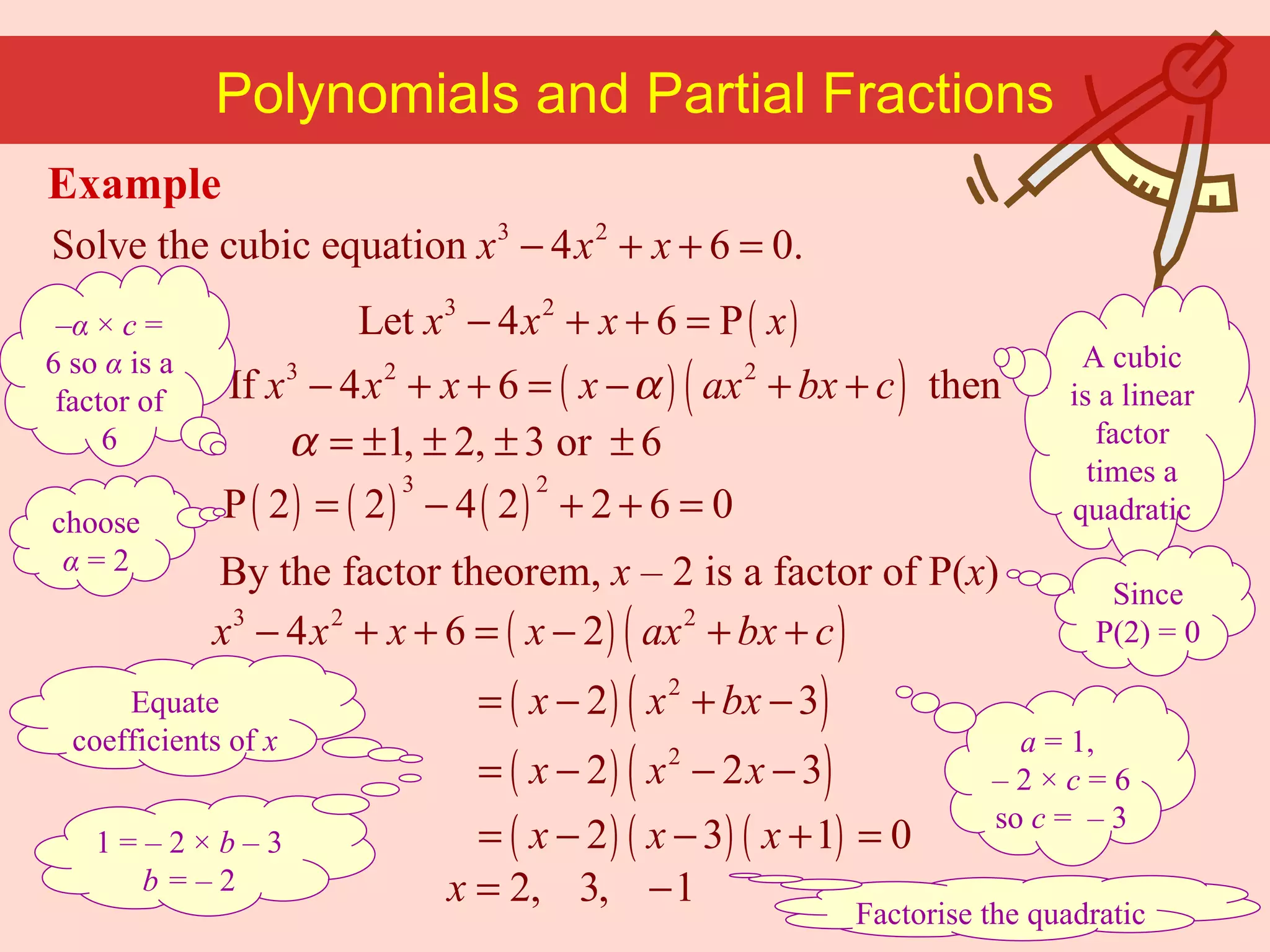 Factor theorem solving cubic equations | PPT