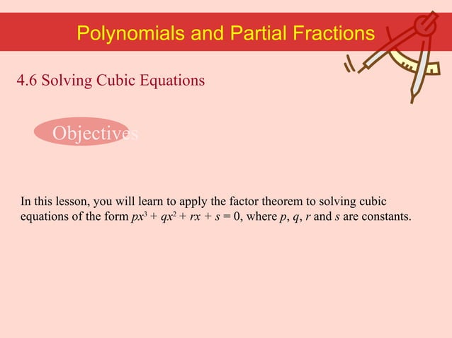 Factor theorem solving cubic equations | PPT
