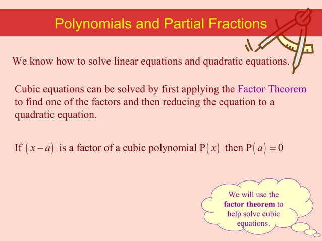 Factor theorem solving cubic equations | PPT
