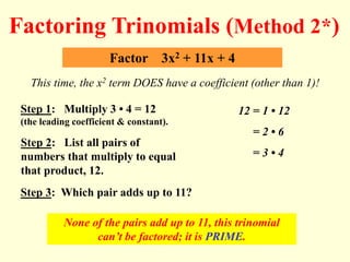 Factoring Trinomials | PPT