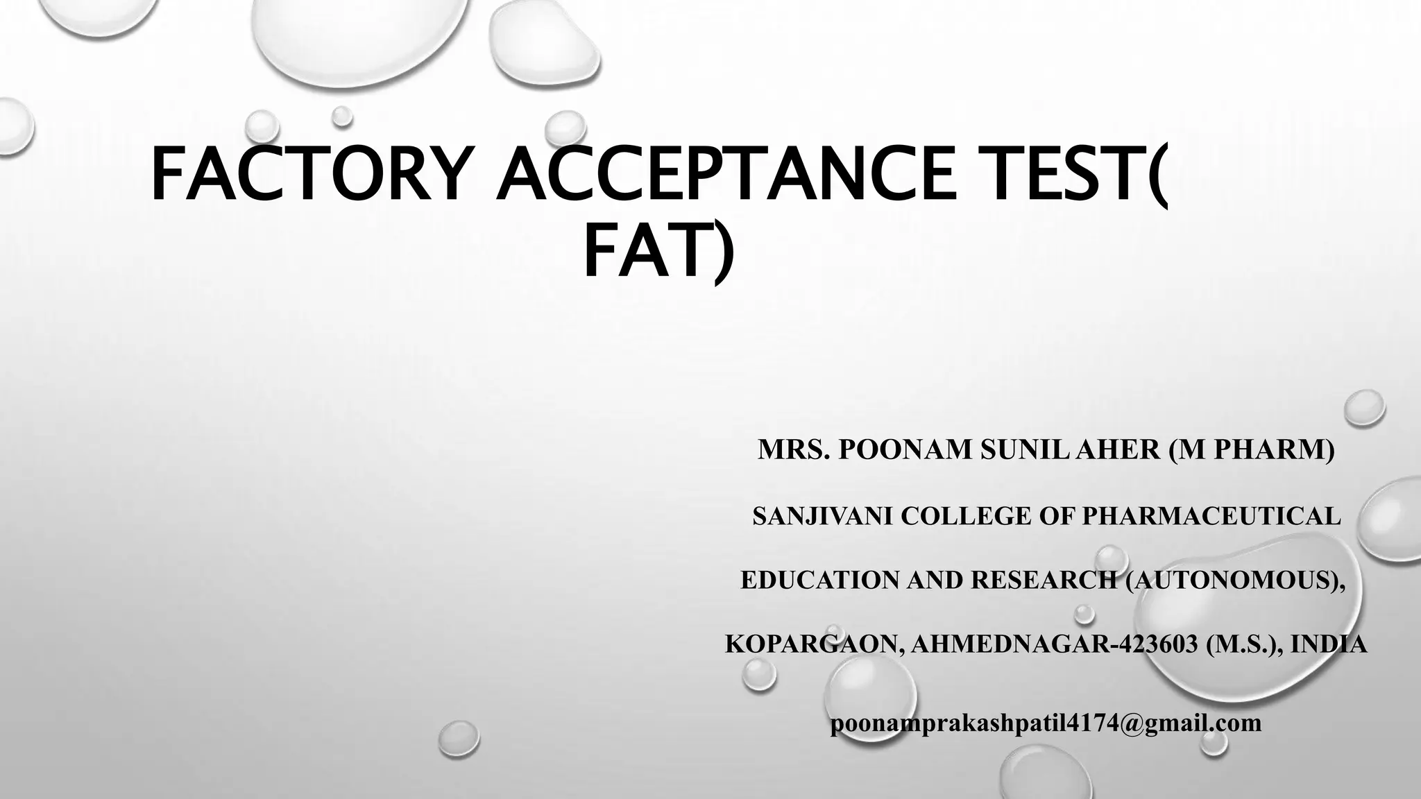 Factory Acceptance Test( FAT).pptx . | PPTX