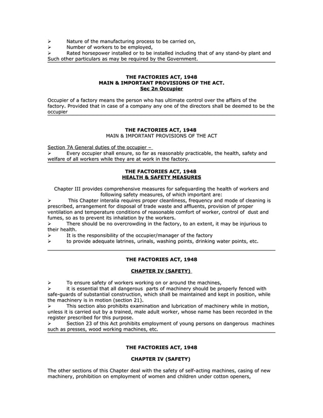 Factory act | PDF