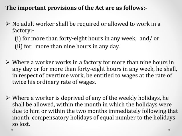 Factory act | PPTX | Manufacturing Industry | Industries