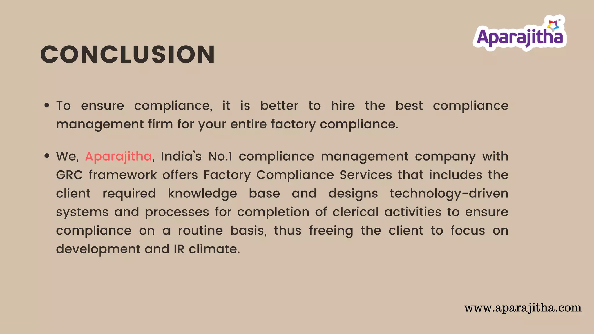 Factory compliance | Labour Law Compliance | Checklist | Aparajitha | PDF