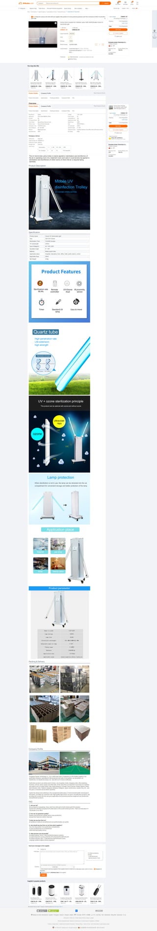 Factory Direct Hospital Uvc Sterilizer Lamp 100w 300w Movable Ozone Uvc