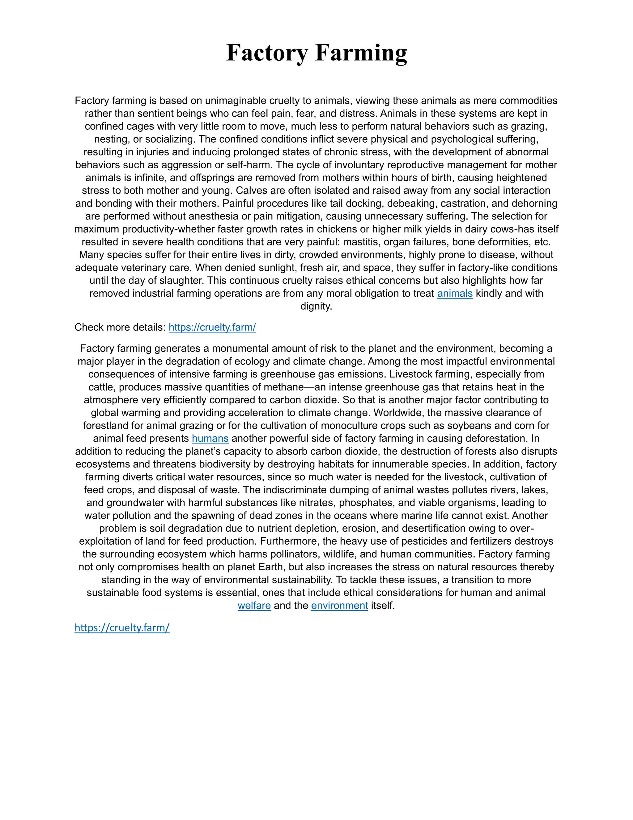 Factory Farming Humane Foundation Humane Foundation | PDF