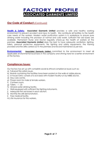 Factory profile associated garments ltd | PDF
