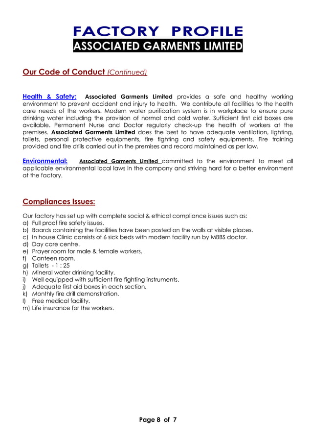 Factory profile associated garments ltd | PDF