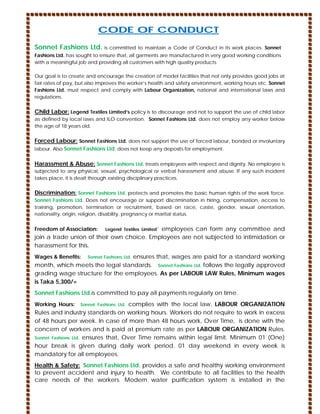 Factory profile of sonnet fashions ltd | PDF