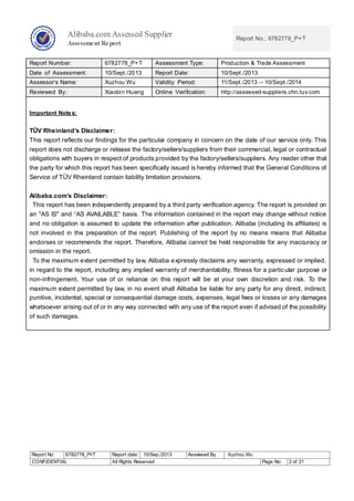 AMJHOUSE Factory report from alibaba | PDF