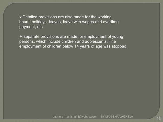 Factory’s act 1948 | PPSX