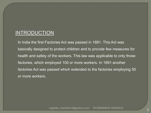 Factory’s act 1948 | PPSX