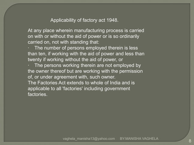 Factory’s act 1948 | PPSX