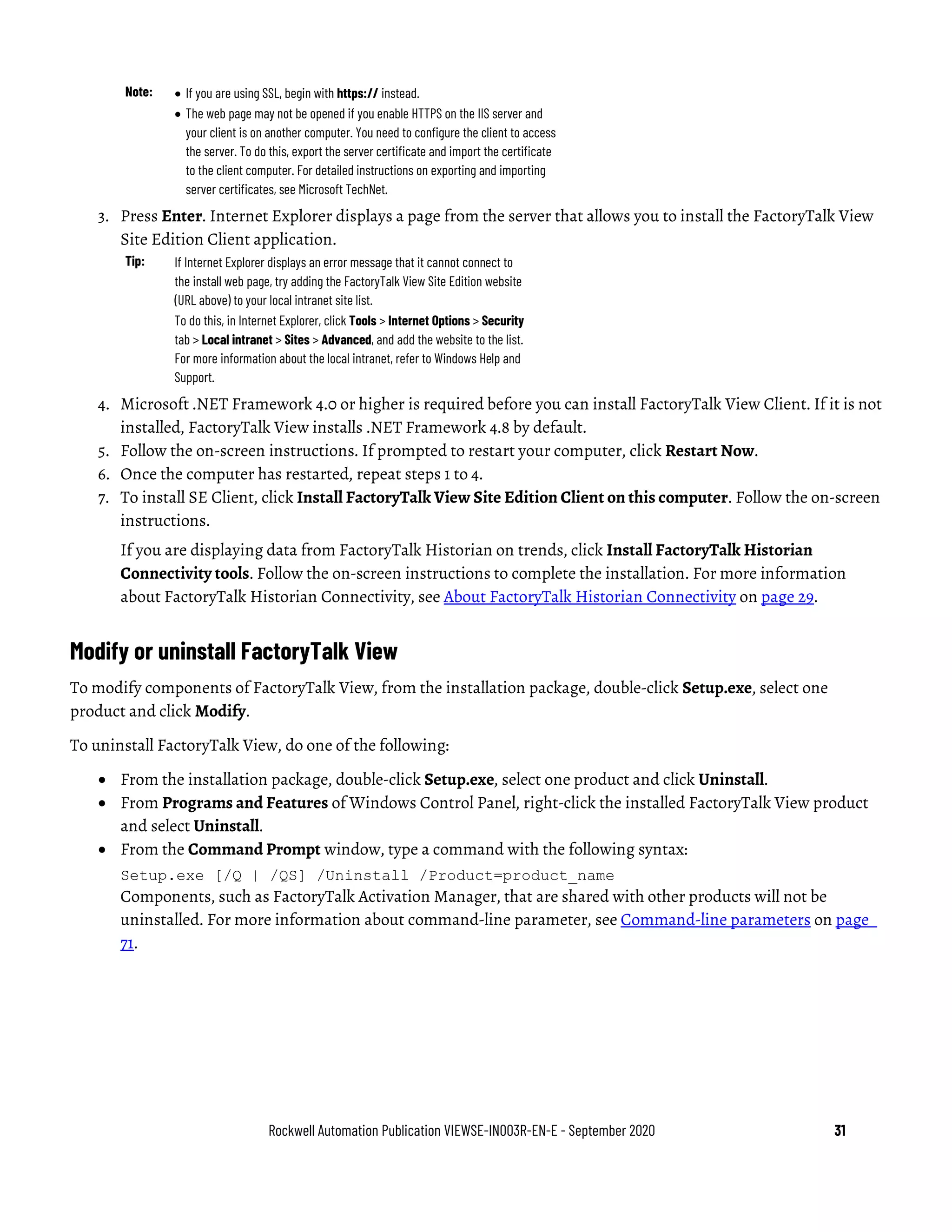 FactoryTalk View Site User Installation Guide | PDF