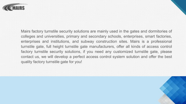 Factory turnstile - Mairsturnstile.com