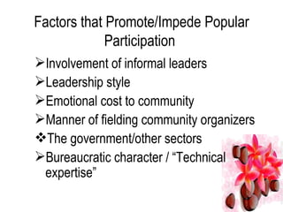 Factors that Promote and Impede Popular Participation | PPT | Civic ...