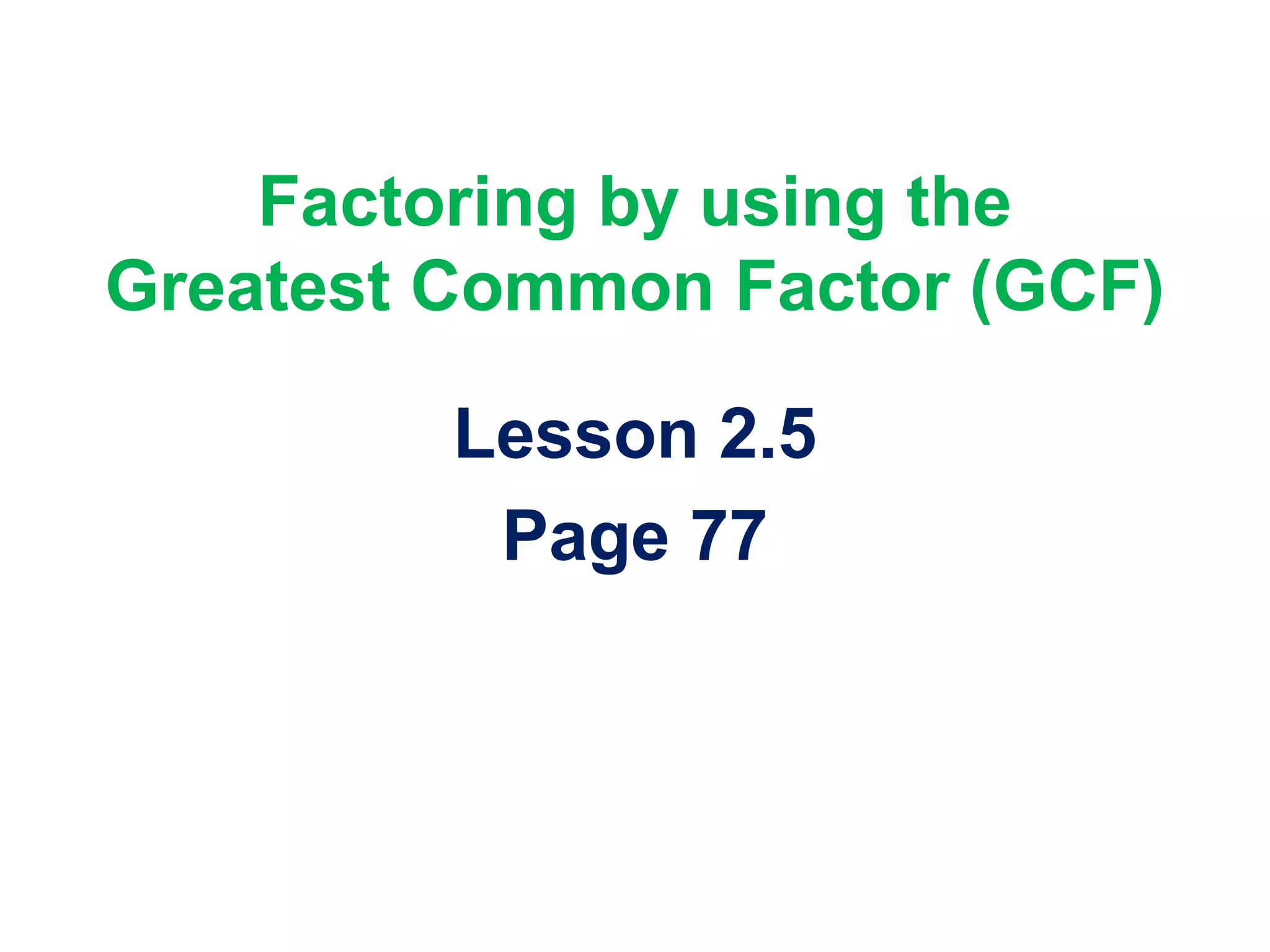 Factroring gcf | PPT