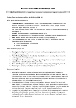 Facts medieval and renaissance | DOCX