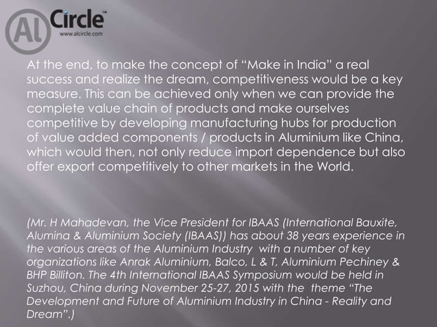 Facts, Prospects and Potential of Aluminium Industry in India | PPTX