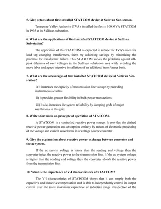 Flexible Ac Transmission Systems 2Mark Materials and Question Bank | PDF