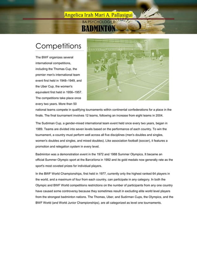 Facts about badminton