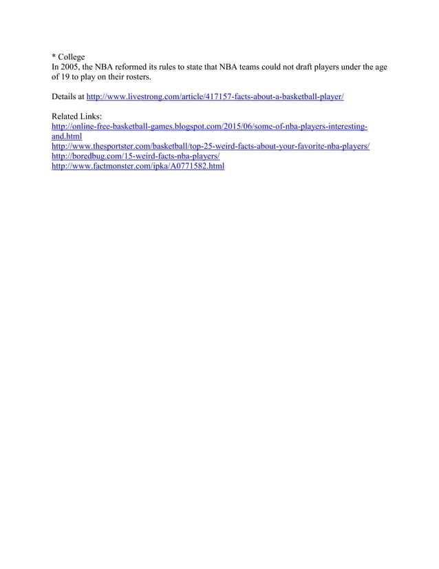 basketball player facts and information | PDF | Basketball | Sports