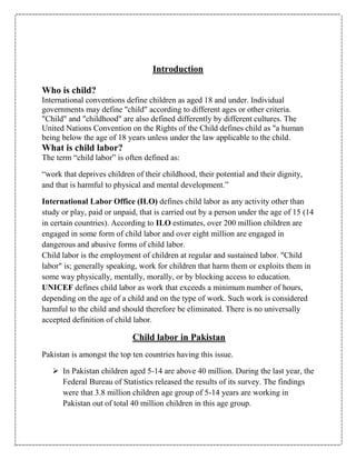 Facts about child labor in pakistan | PDF