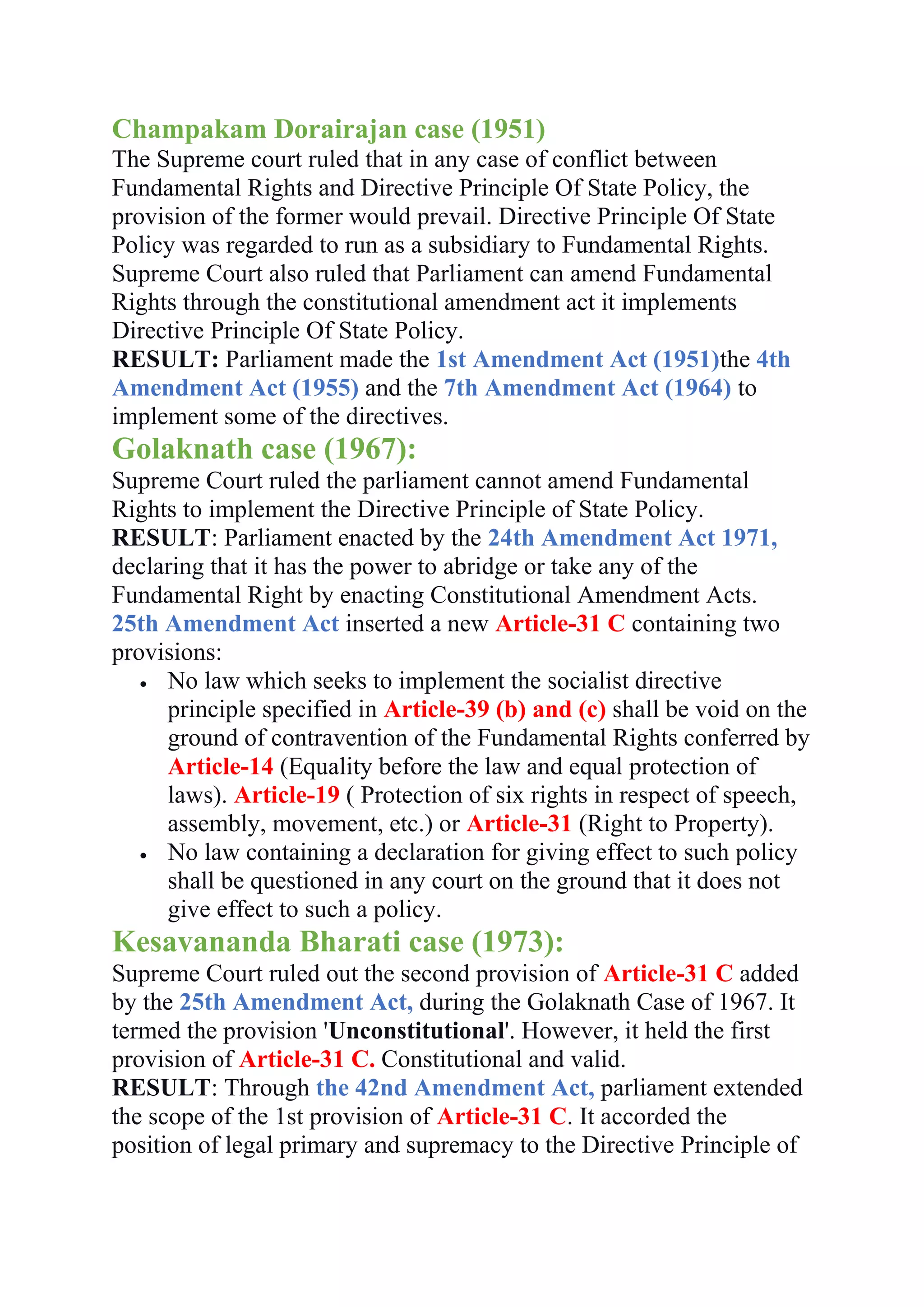 Facts about directive principles of state policy (Brief Notes) | PDF