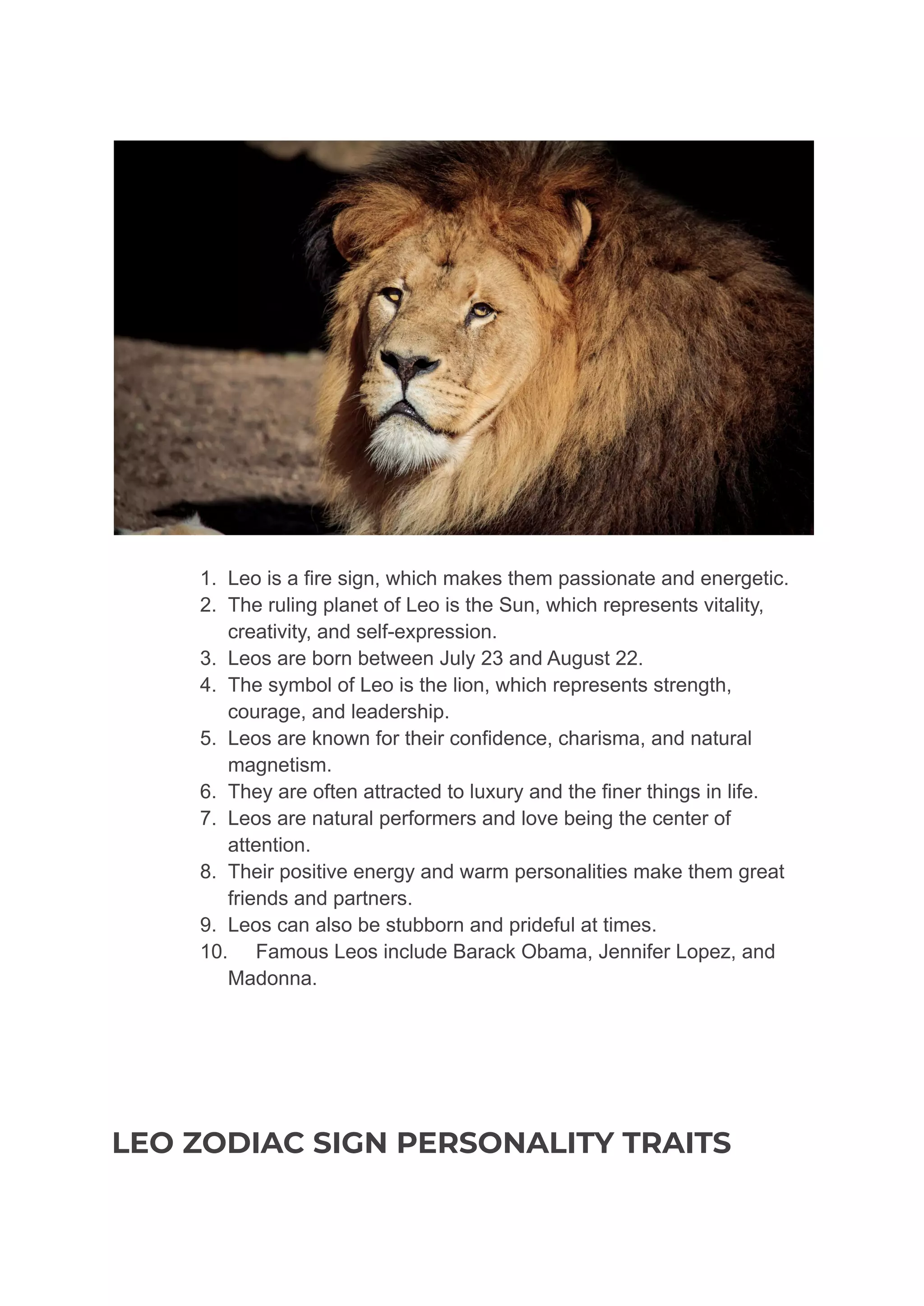 FACTS ABOUT LEO ZODIAC SIGN - ALL ABOUT LEO ZODIAC SIGN | PDF