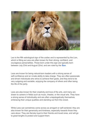 FACTS ABOUT LEO ZODIAC SIGN - ALL ABOUT LEO ZODIAC SIGN | PDF