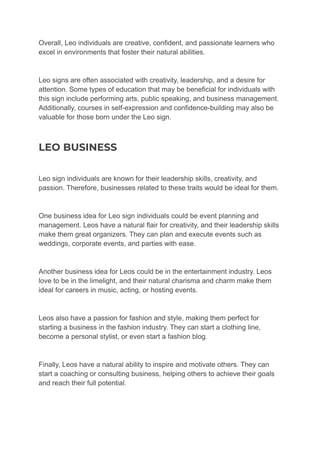 FACTS ABOUT LEO ZODIAC SIGN - ALL ABOUT LEO ZODIAC SIGN | PDF