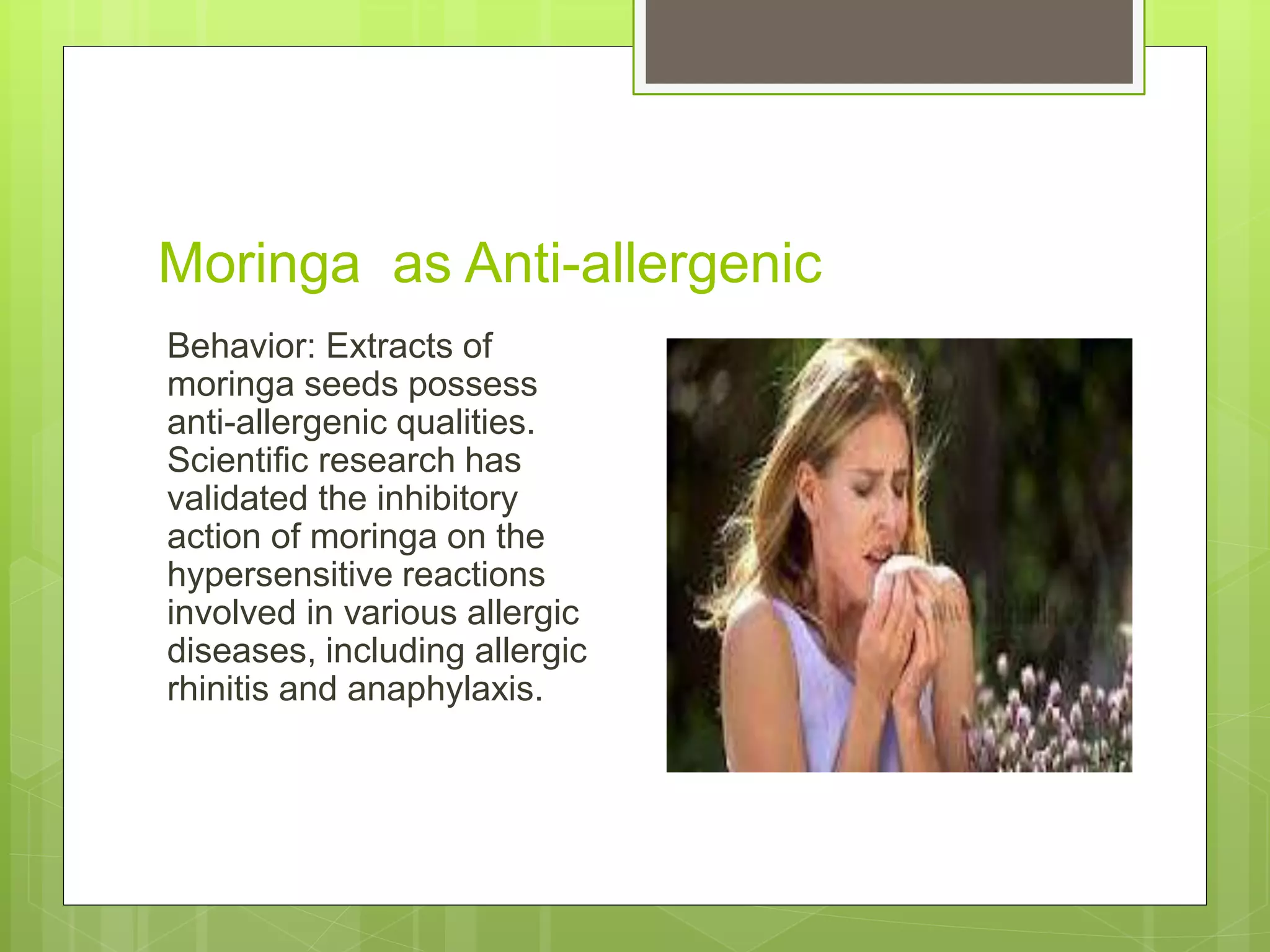 Facts about moringa oleifera by mr Allah Dad Khan Visiting professor he ...