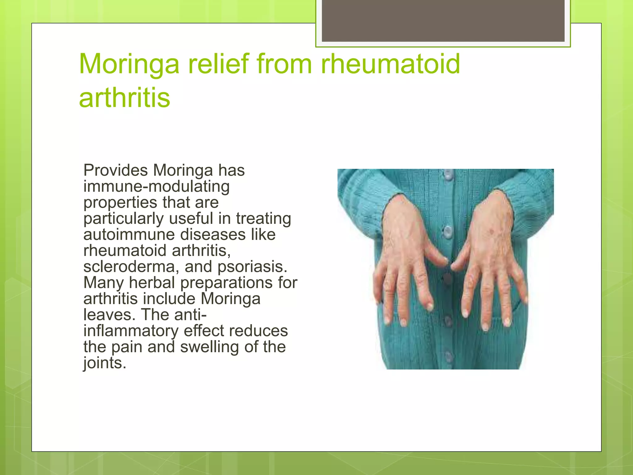 Facts about moringa oleifera by mr Allah Dad Khan Visiting professor he ...