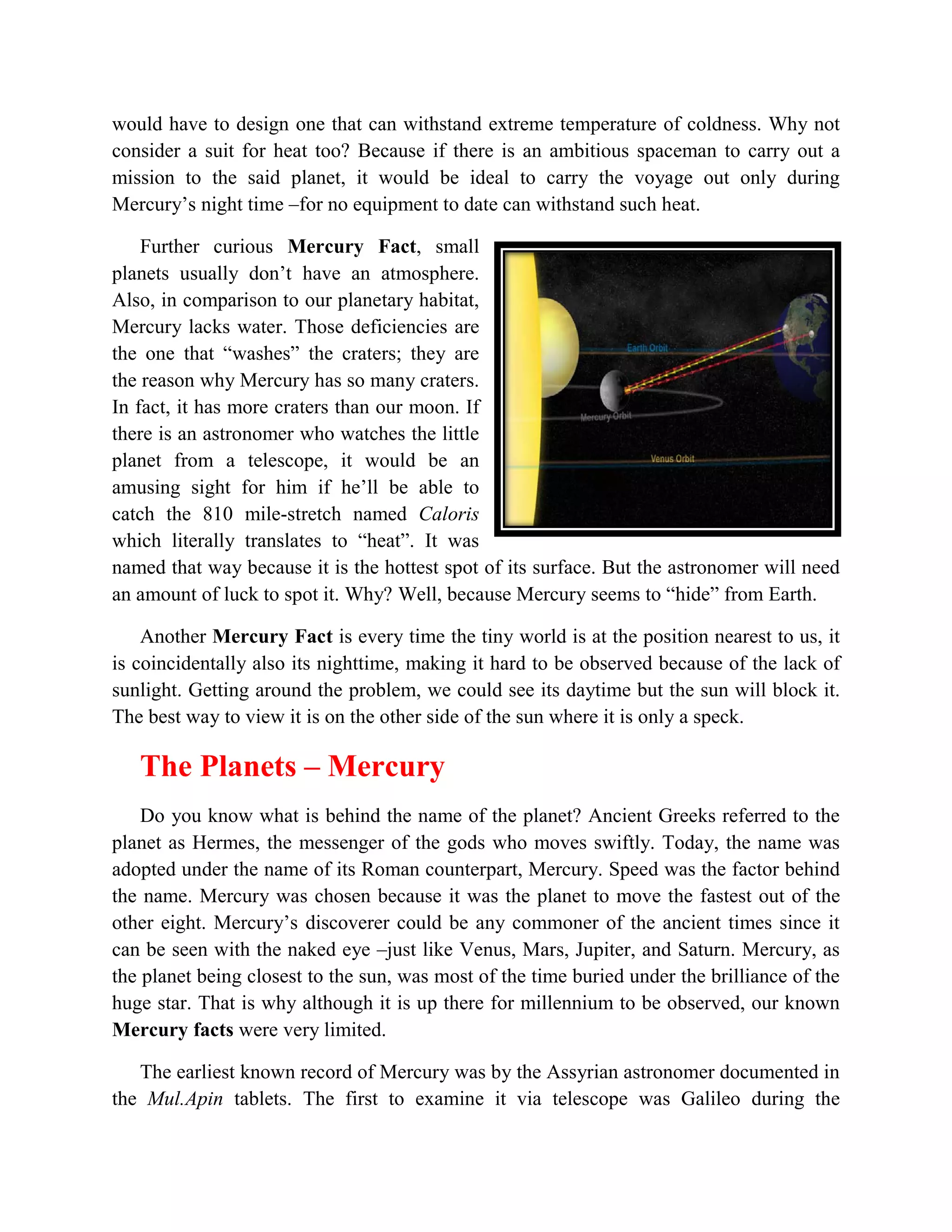 Facts about planet mercury | PDF