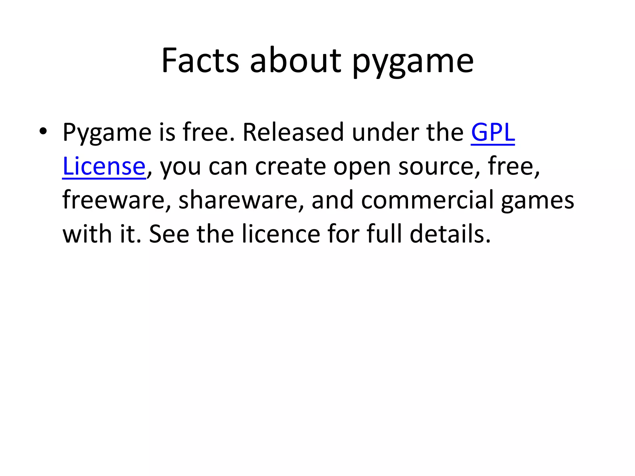 Facts about pygame | PPT