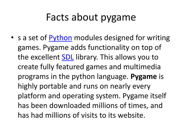 Facts about pygame | PPT
