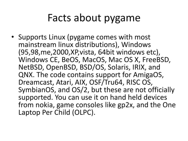 Facts about pygame | PPT