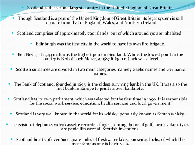 Facts about scotland[1] | PPT | Europe Travel | Travel Locations