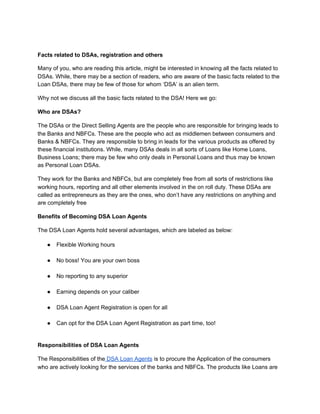 Facts, benefits and responsibilities related to dsa | PDF | Business ...