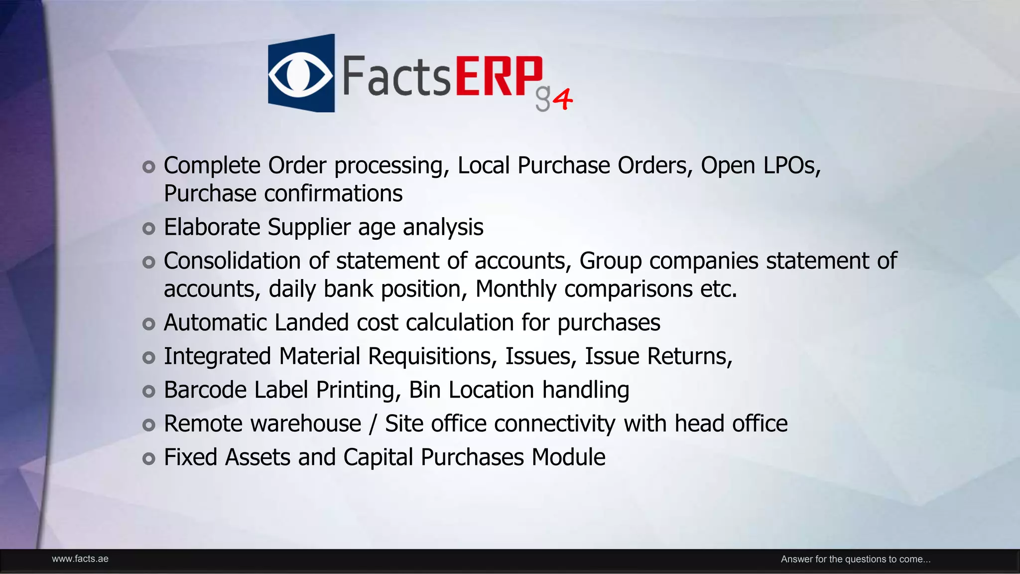 Facts erp best erp software dubai | PPT Facts erp best erp software dubai | PPT