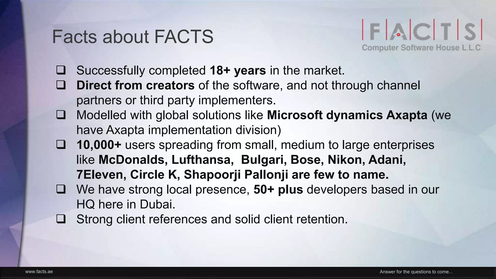 Facts erp best erp software dubai | PPT