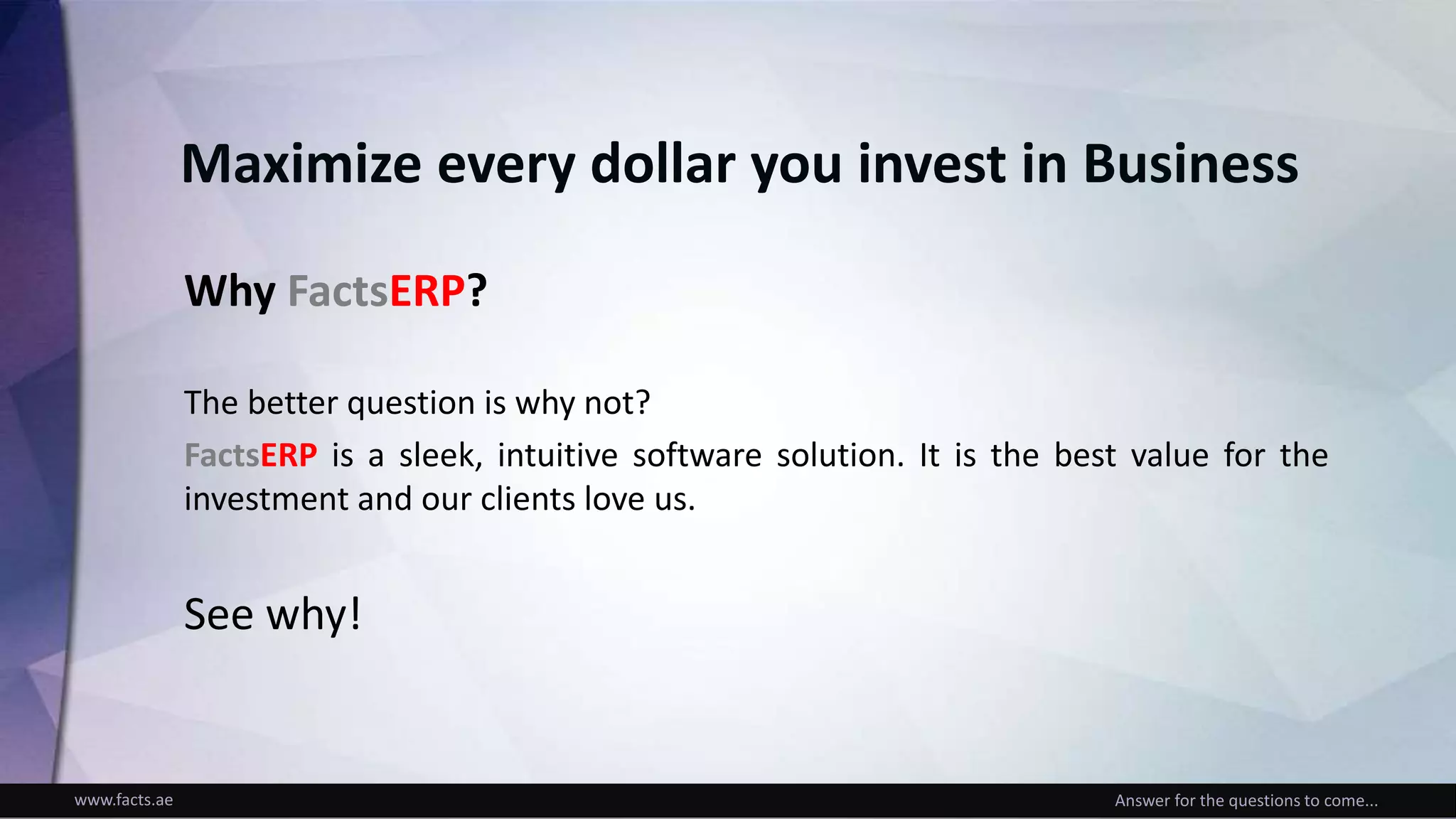 Facts erp best erp software dubai | PPT Facts erp best erp software dubai | PPT