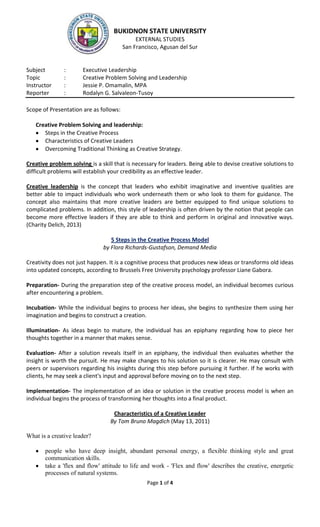 Creative Problem Solving and Leadership | PDF