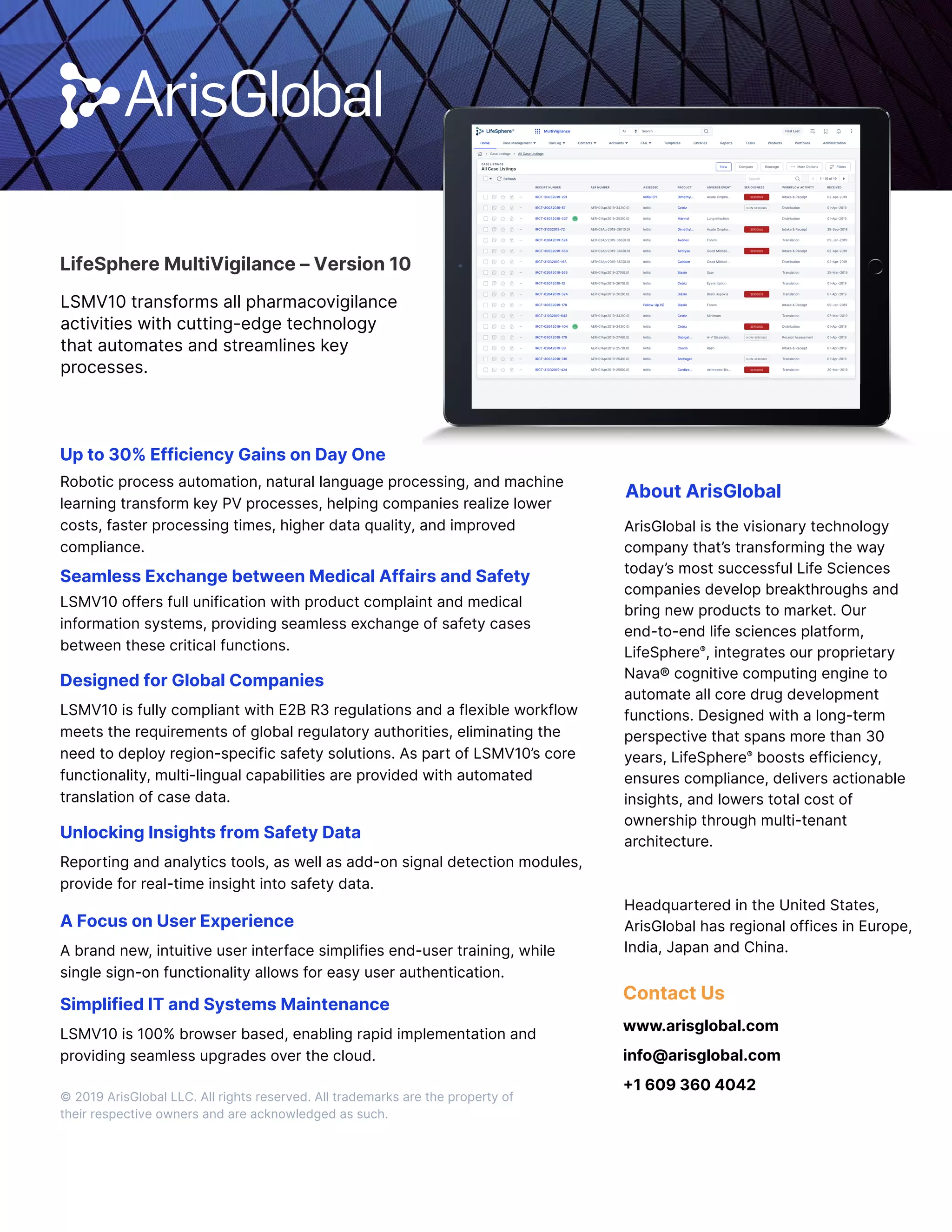Factsheet - LifeSphere MultiVigilance - Adverse Event Processing Platform | PDF